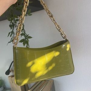 Zara | Bags | Nwt Green Shoulder Bag With Gold Straps | Poshmark